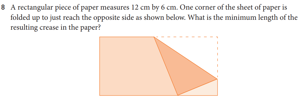 Solved 8 A rectangular piece of paper measures 12 cm by 6 | Chegg.com