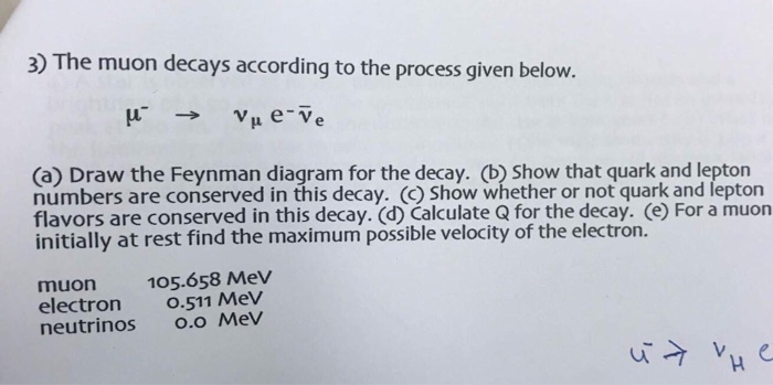 Solved The muon decays according to the process given below. | Chegg.com
