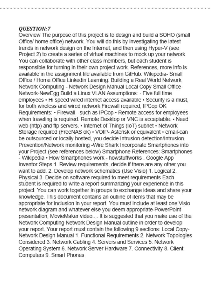 Solved QUESTION:7 Overview The purpose of this project is to | Chegg.com