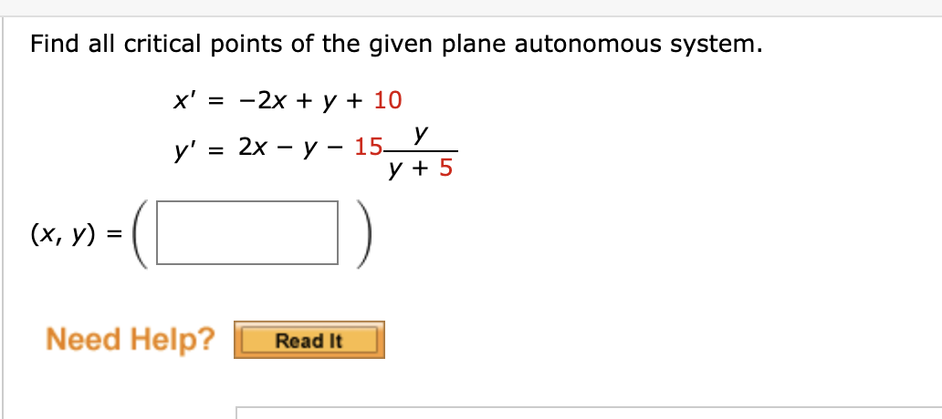 Find all critical points of the given plane | Chegg.com