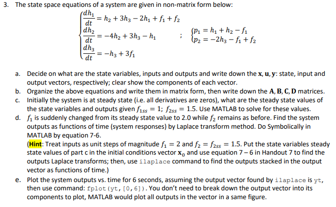 Solved 3. The state space equations of a system are given in | Chegg.com