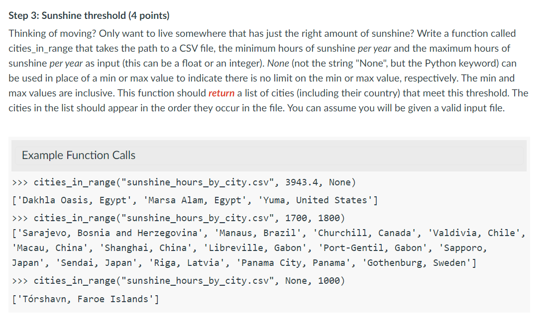 Step 1: Month based stats (4 points) Write a function | Chegg.com