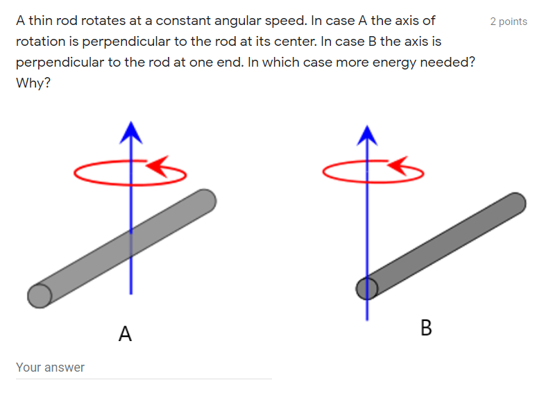 Solved 2 points A thin rod rotates at a constant angular | Chegg.com