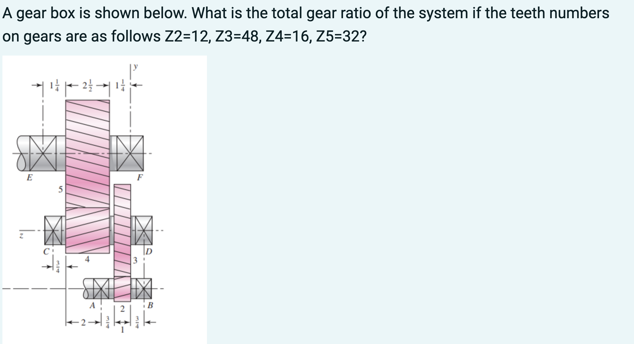 Solved A gear box is shown below. What is the total gear | Chegg.com