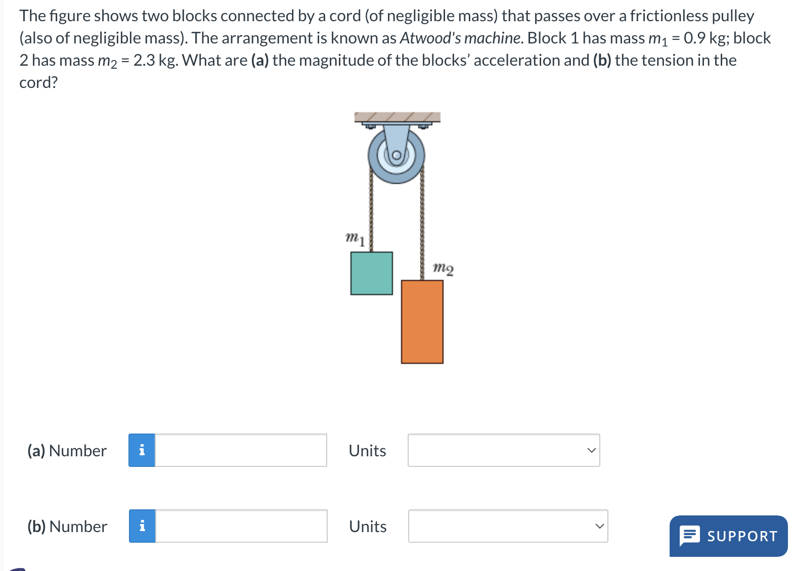 Solved The figure shows two blocks connected by a cord (of | Chegg.com