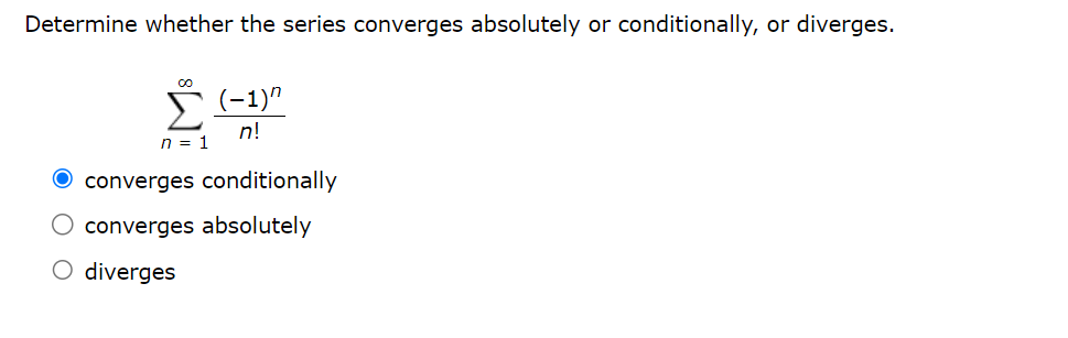 Solved Determine whether the series converges absolutely or | Chegg.com
