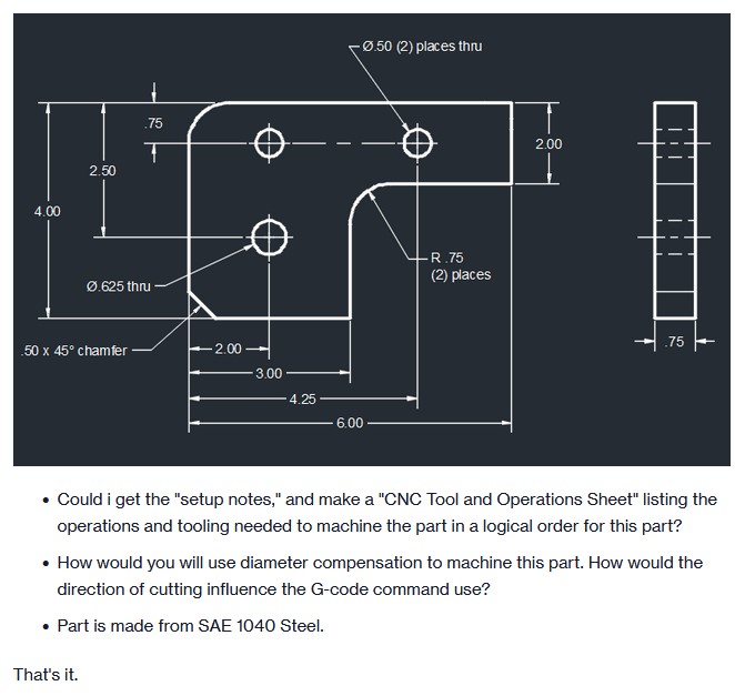 Solved - Could i get the \"setup notes,\" and make a \"CNC | Chegg.com