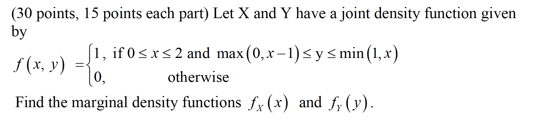 Solved (30 points, 15 points each part) Let X and Y have a | Chegg.com