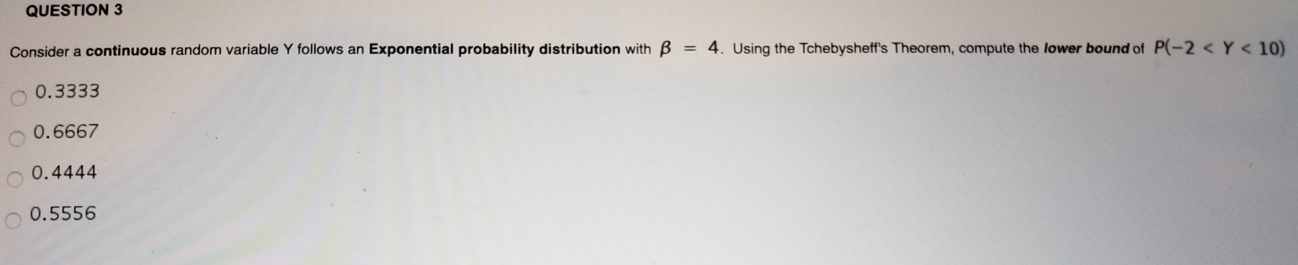 Solved QUESTION 3 Consider a continuous random variable y | Chegg.com