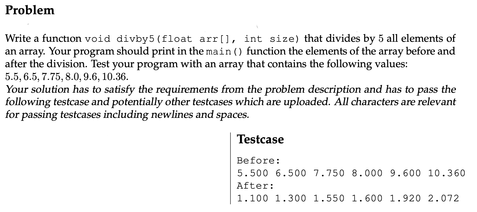 Solved Problem Write A Function Void Divby5 Float Arr 0297