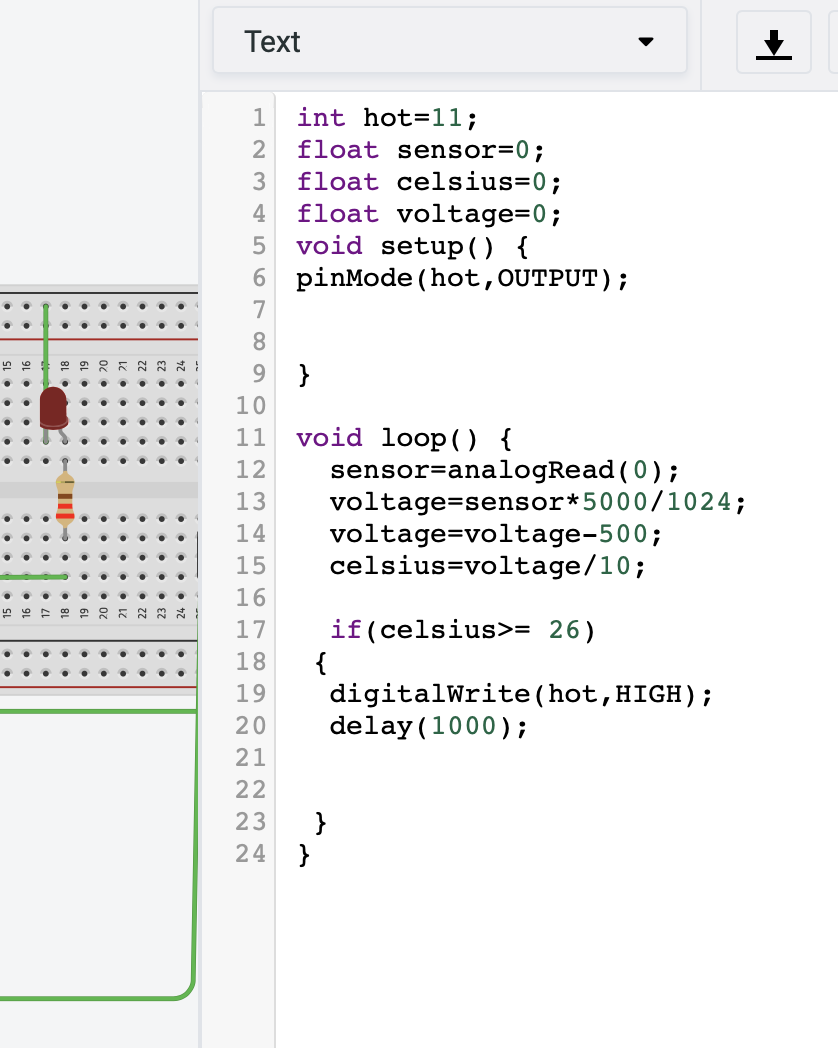Solved here is the temperature project from Tinkercad, can | Chegg.com
