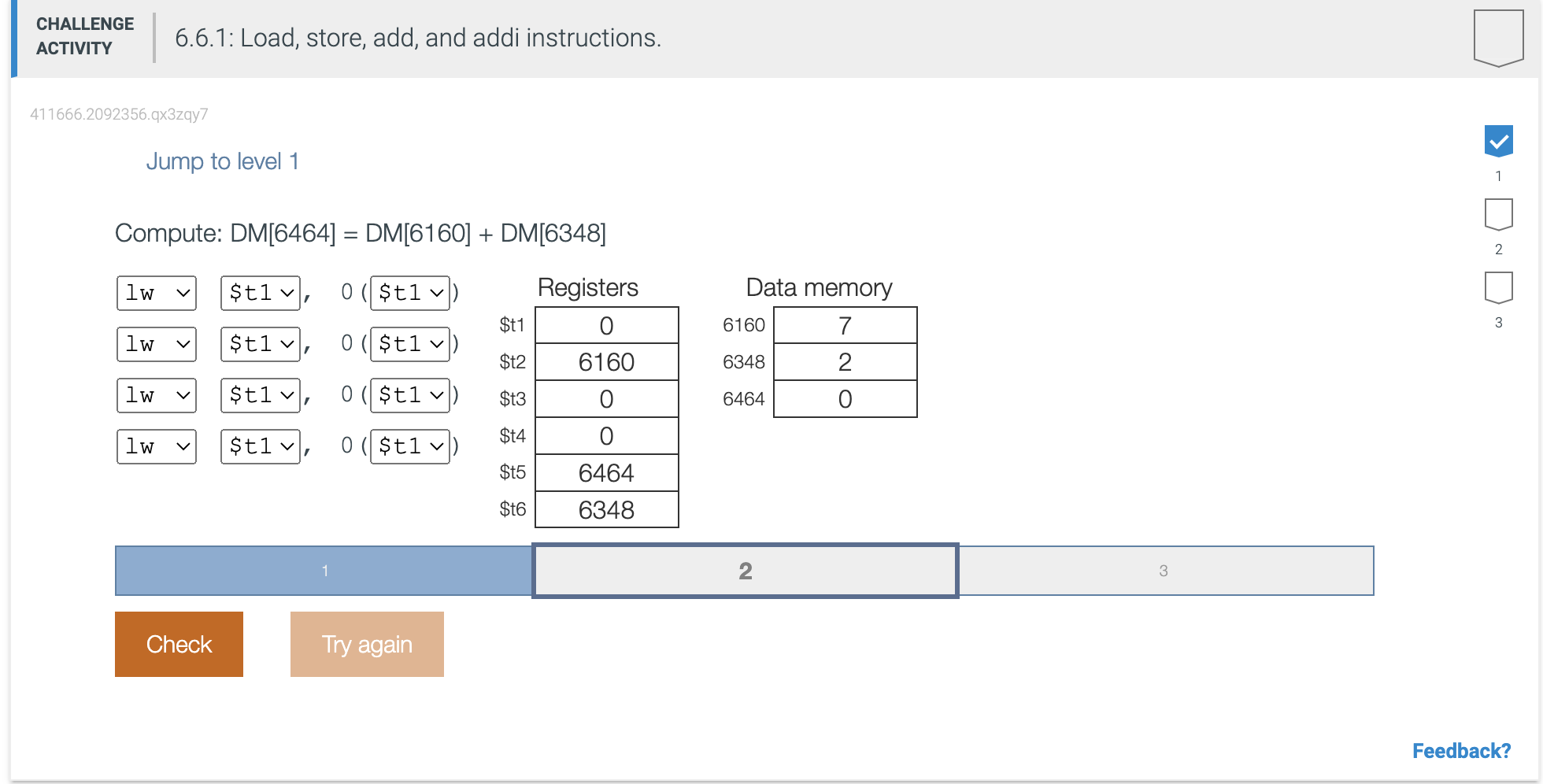 Solved CHALLENGE ACTIVITY 6.6.1: Load, store, add, and addi | Chegg.com