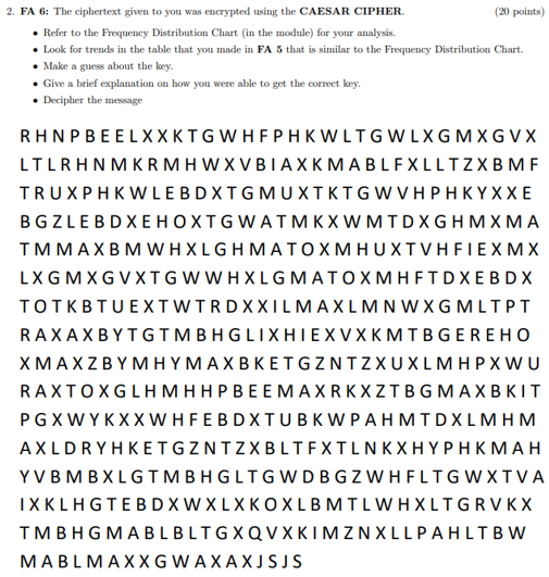 2. FA 6: The ciphertext given to you was encrypted | Chegg.com