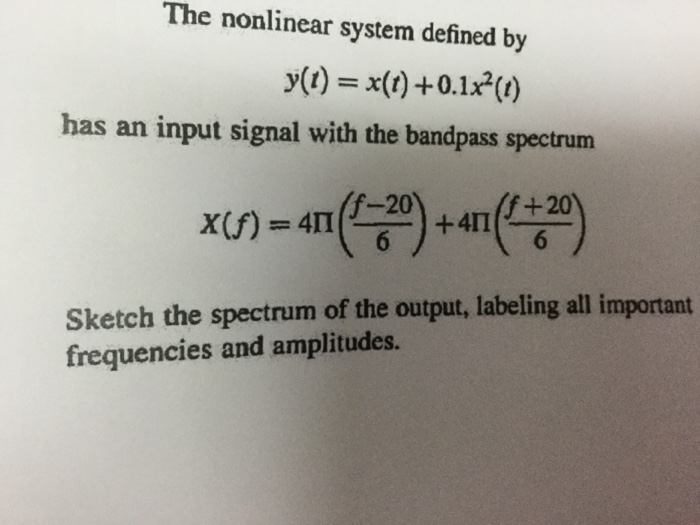 Solved The nonlinear system defined by has an input signal | Chegg.com