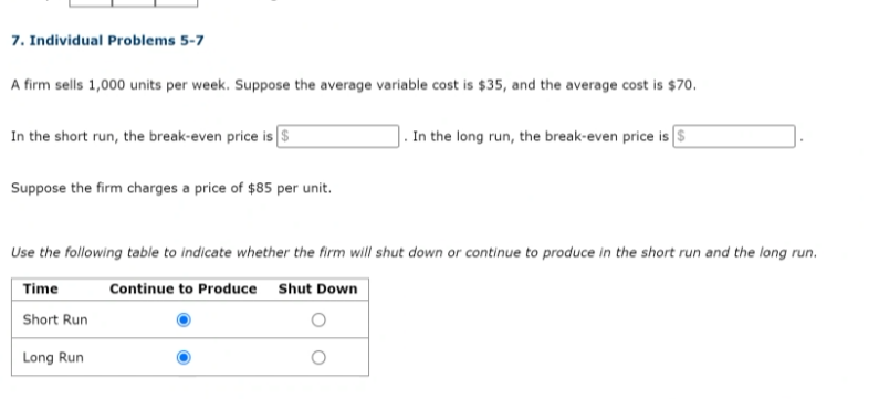 Solved 7. Individual Problems 5-7 A firm sells 1,000 units | Chegg.com