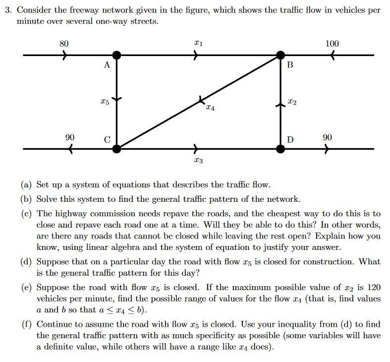 Solved 3. Consider the freeway network given in the figure, | Chegg.com