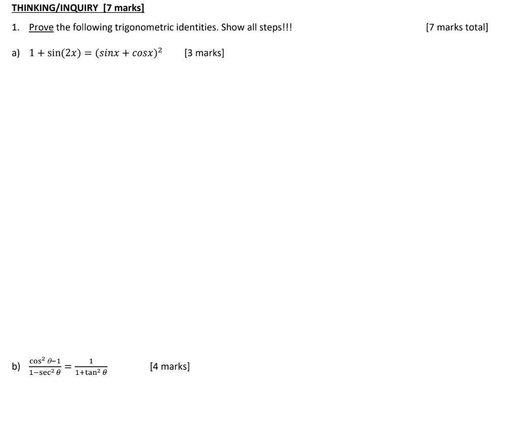 Solved THINKING/INQUIRY [7 marks] 1. Prove the following | Chegg.com
