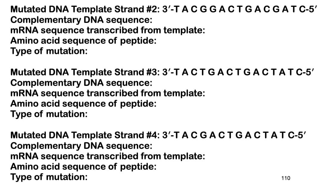 Solved Below are several DNA sequences that are mutated | Chegg.com