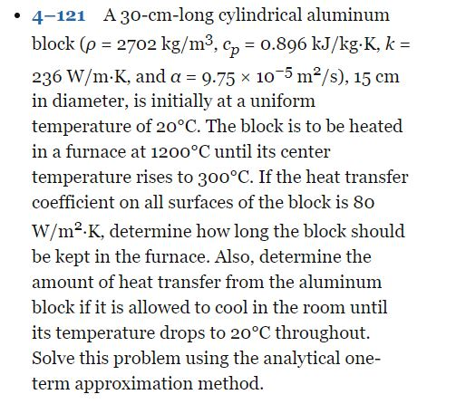 Solved • 4-121 A 30-cm-long cylindrical aluminum block (p = | Chegg.com