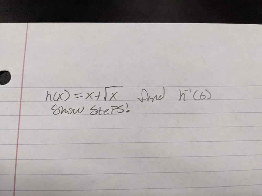 Solved h(x)=x+x Dinel h−1(6) Snow Sters! | Chegg.com