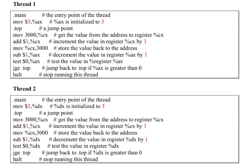 Solved Operating System Consider the following two threads | Chegg.com