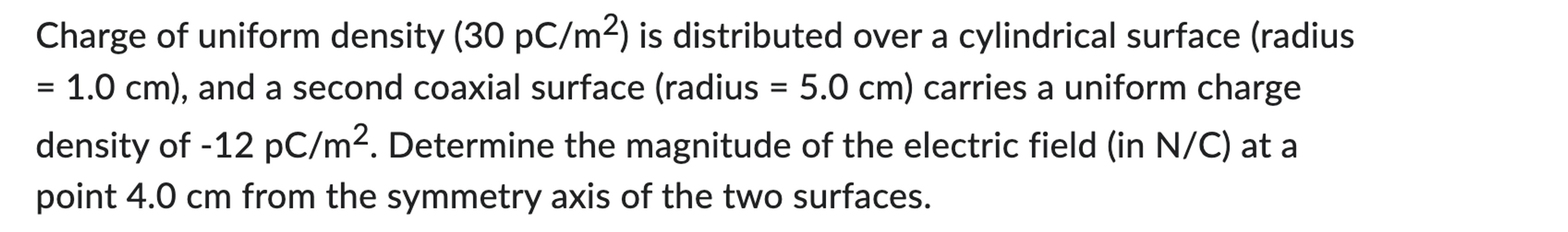 Solved Charge of uniform density (85nCm3) ﻿is distributed | Chegg.com