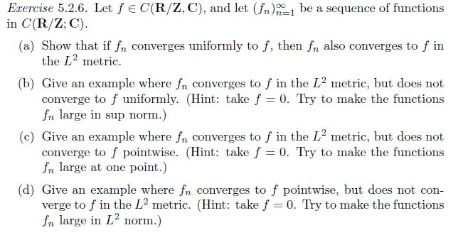 Exercise 5.2.6. Let f € C(R/Z, C), and let (n) be a | Chegg.com
