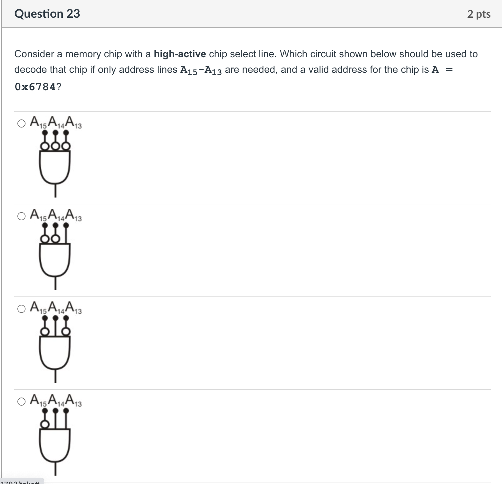 Solved Question 23Consider a memory chip with a high-active | Chegg.com