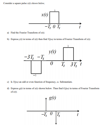 Solved Consider a square pulse x(t) shown below, a) Find the | Chegg.com
