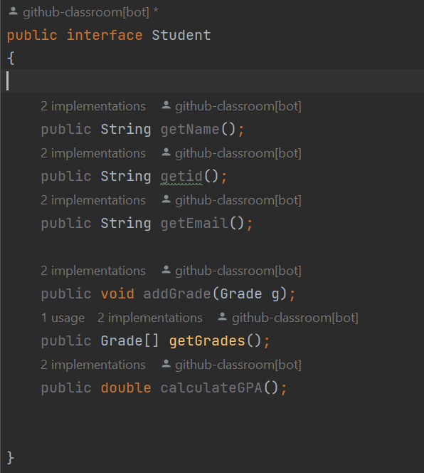 Again, use the interface ‘Student’ as a starting | Chegg.com
