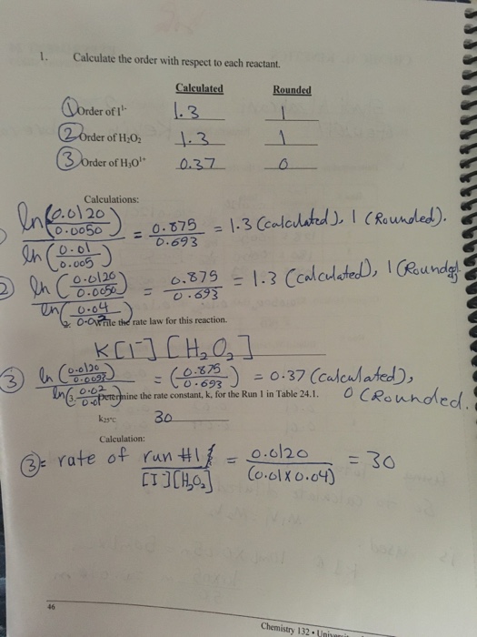 CHEMICAL KINETICS EXPERIMENT 24 EQUIPMENT AND | Chegg.com