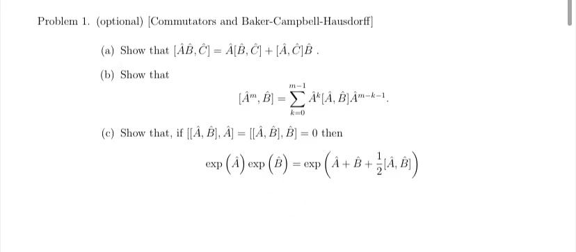Solved Problem 1. (optional) (Commutators and | Chegg.com