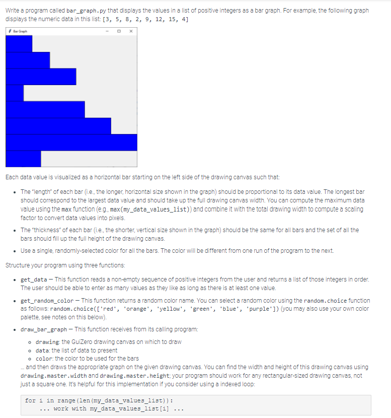 Solved Write a program called bar_graph.py that displays the | Chegg.com