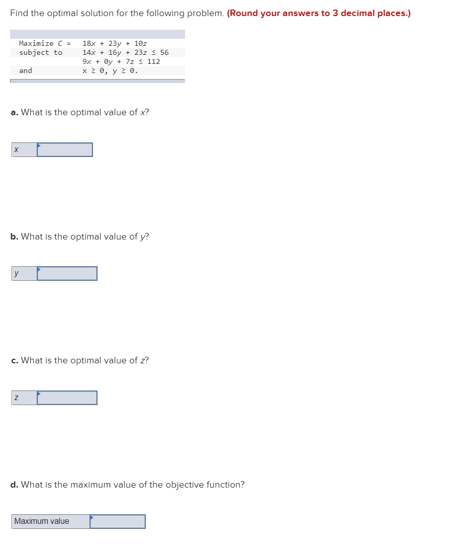 Solved Find the optimal solution for the following problem. | Chegg.com
