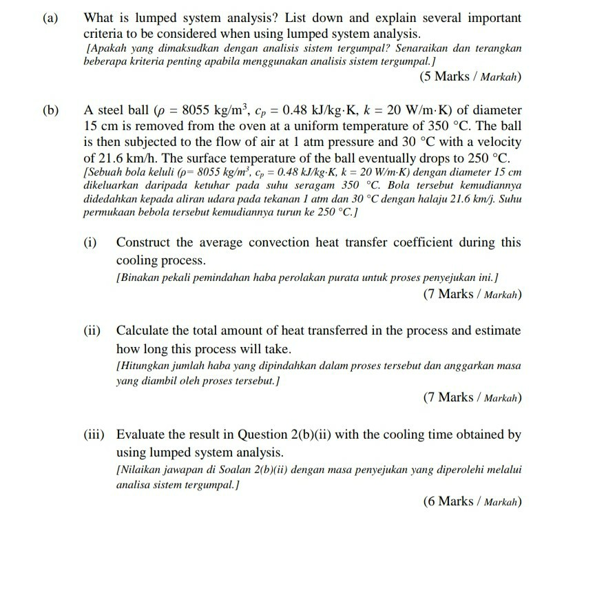 Solved What is lumped system analysis? List down and explain | Chegg.com