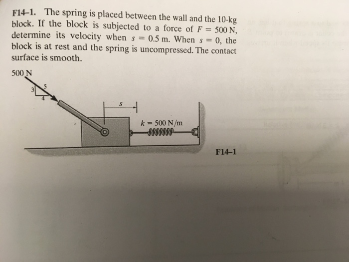 Solved F14-1· The spring is placed between the wall and the | Chegg.com