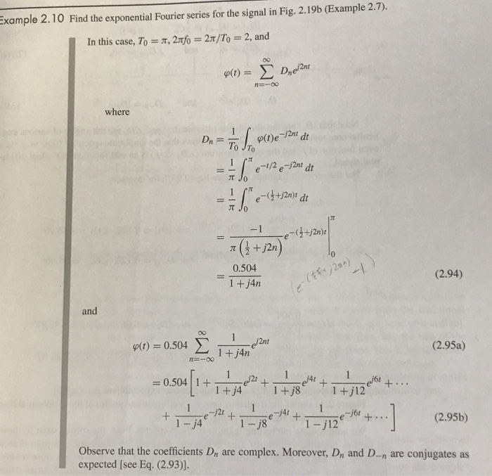 Solved Example 2.10 Find the exponential Fourier series for | Chegg.com