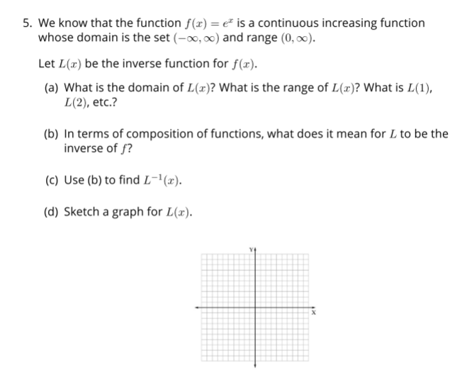 Solved 5. We know that the function f(x) = e" is a | Chegg.com