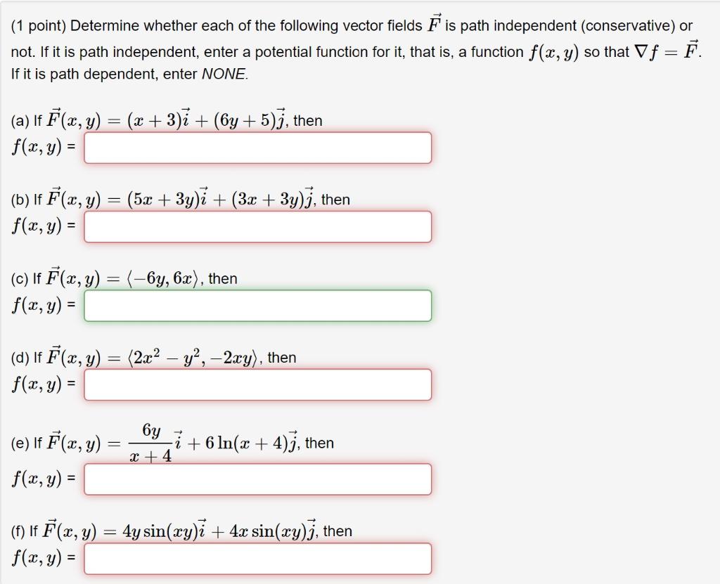 Solved (1 point) Determine whether each of the following | Chegg.com