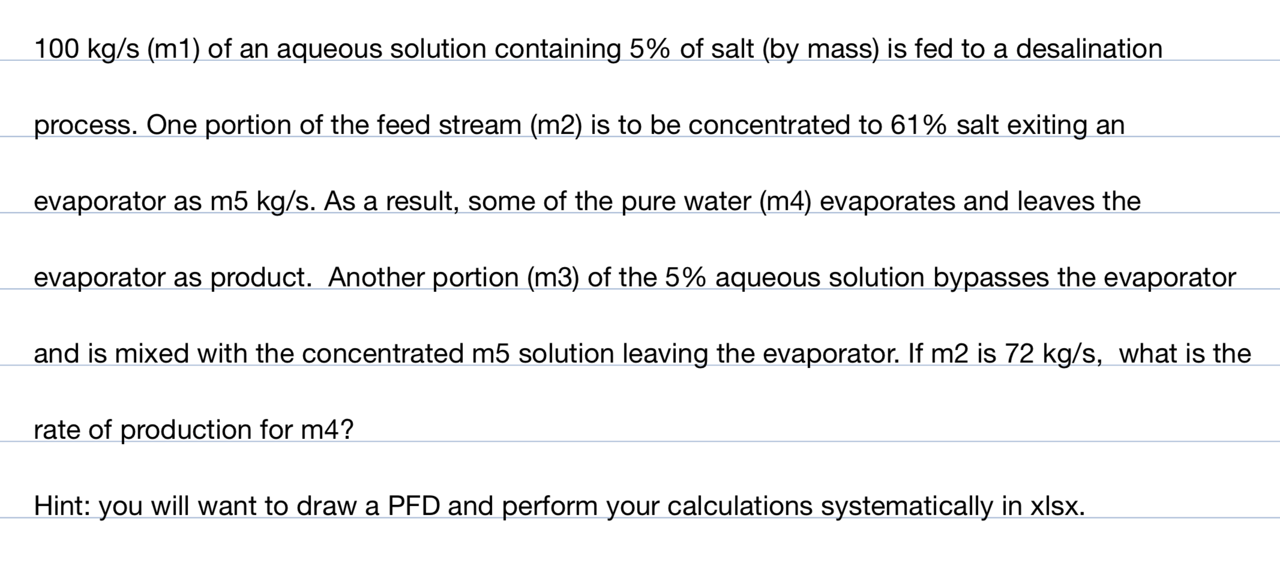 Solved 100kgs ( ﻿m 1 ) ﻿of an aqueous solution containing 5% | Chegg.com