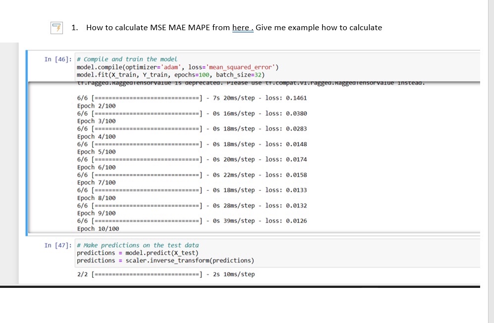 Solved 7 1. How to calculate MSE MAE MAPE from here. Give | Chegg.com