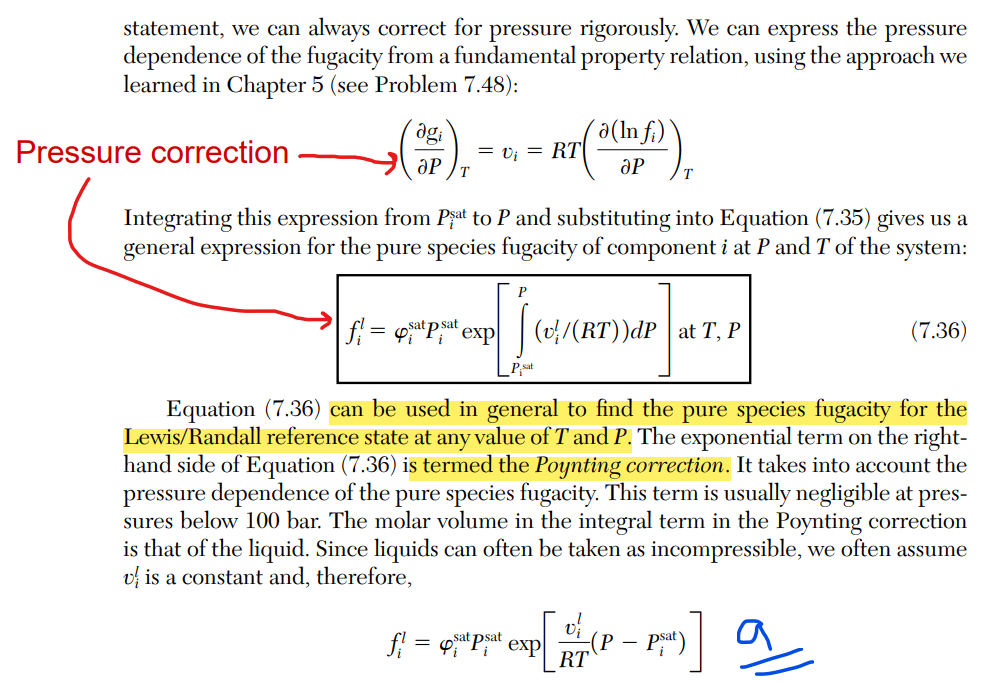 Solved Poynting Correction: (from Koretsky, Engineering and | Chegg.com