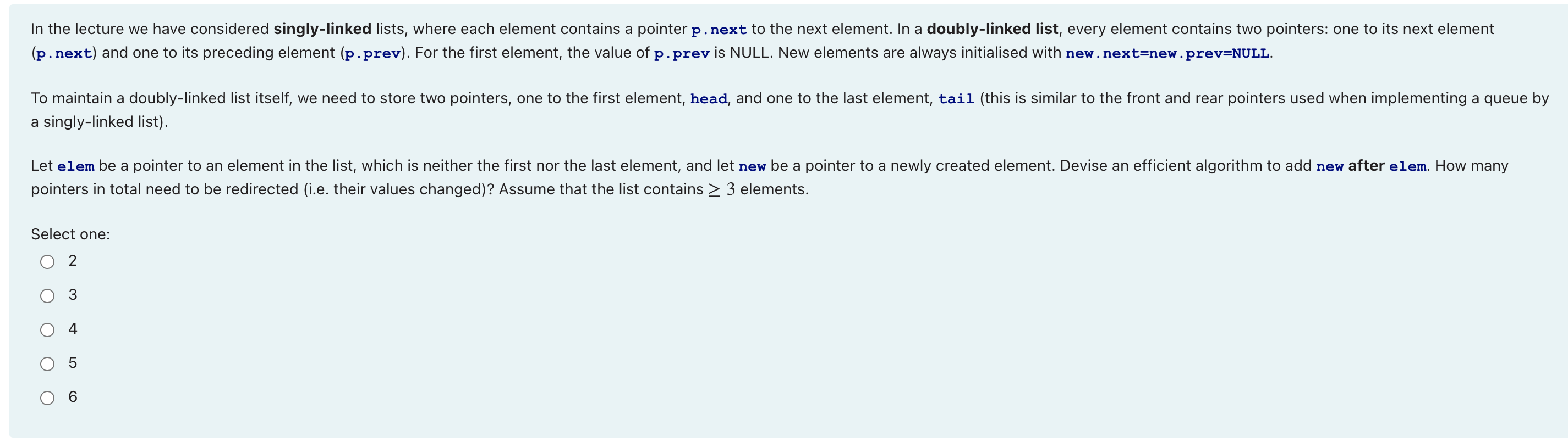 Solved (p.next) and one to its preceding element (p.prev). | Chegg.com