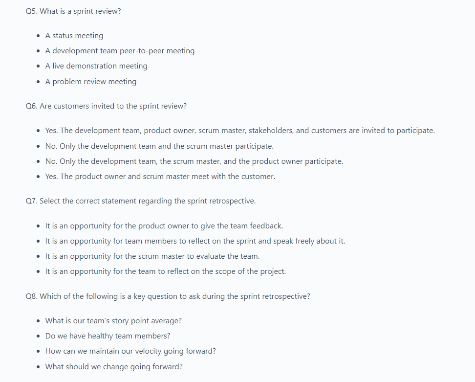 Solved Introduction to Agile Development and Scrum Q5. | Chegg.com