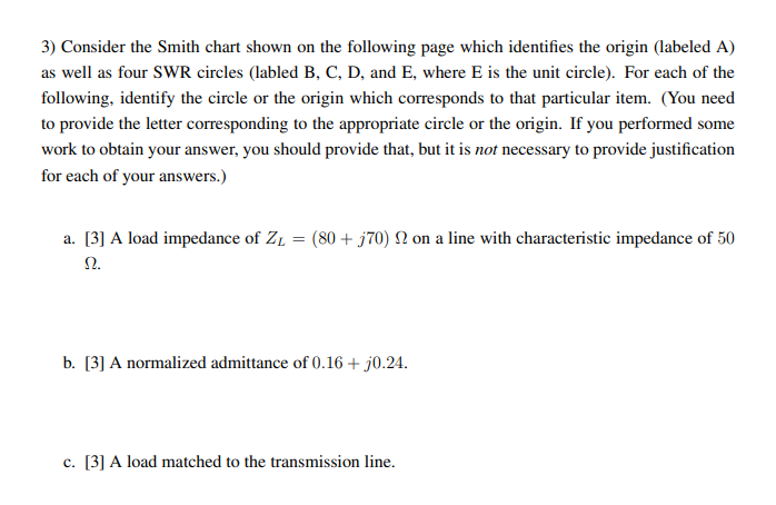 Solved 3) Consider the Smith chart shown on the following | Chegg.com