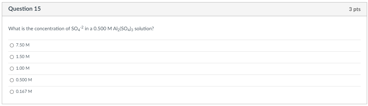 Solved Question 15 3 pts What is the concentration of SO42 | Chegg.com
