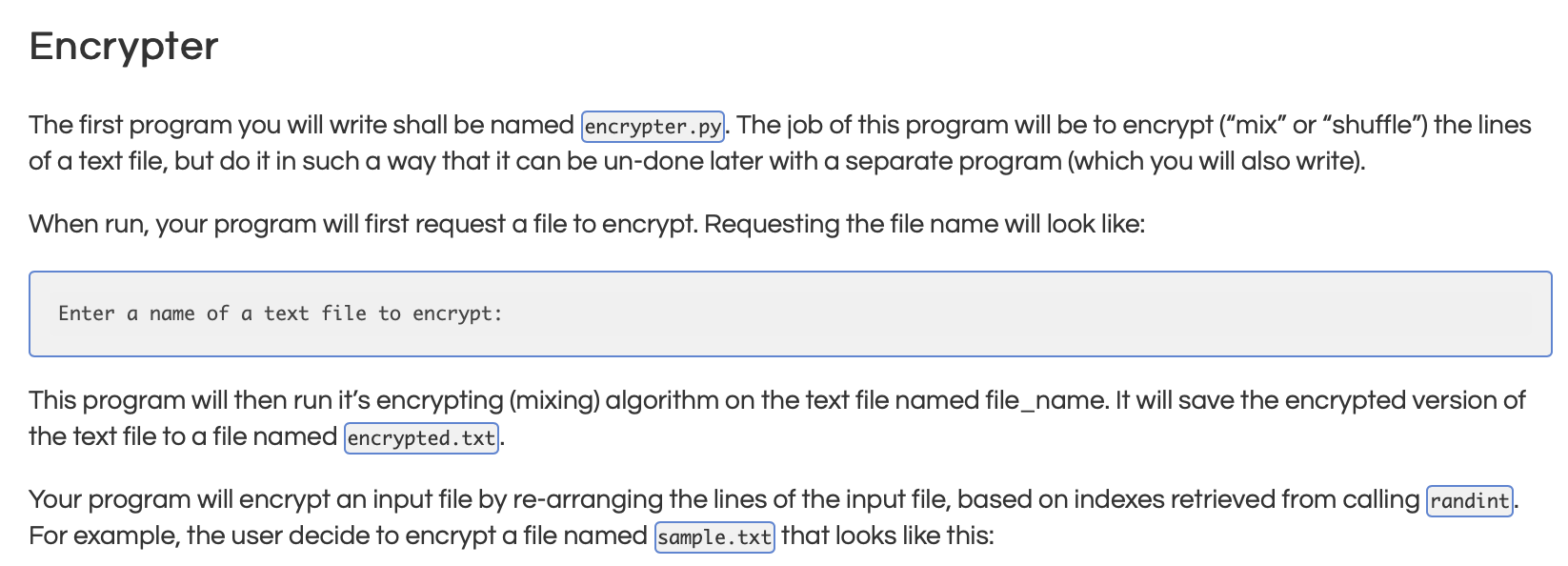 Encrypter The first program you will write shall be | Chegg.com