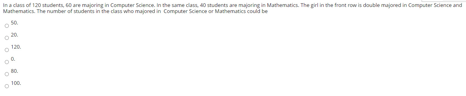 Solved In a class of 120 students, 60 are majoring in | Chegg.com