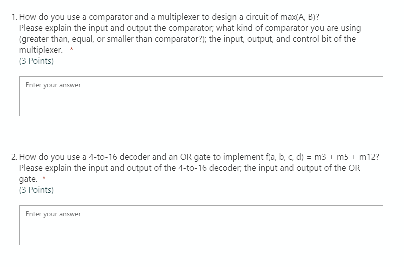 Solved 1. How do you use a comparator and a multiplexer to | Chegg.com