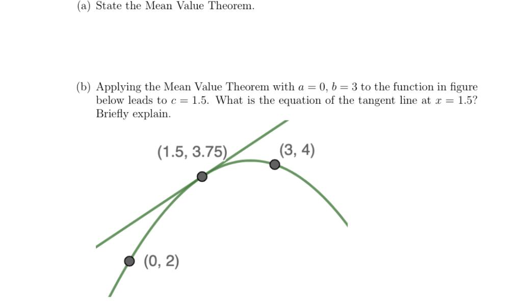 Solved A) State the Mean Value Theorem. B) Applying | Chegg.com